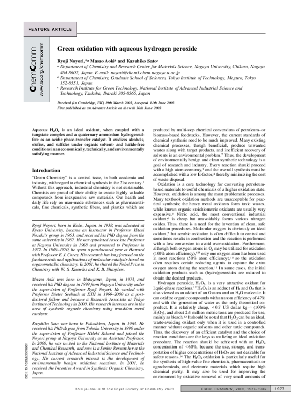 (PDF) Green oxidation with aqueous hydrogen peroxide