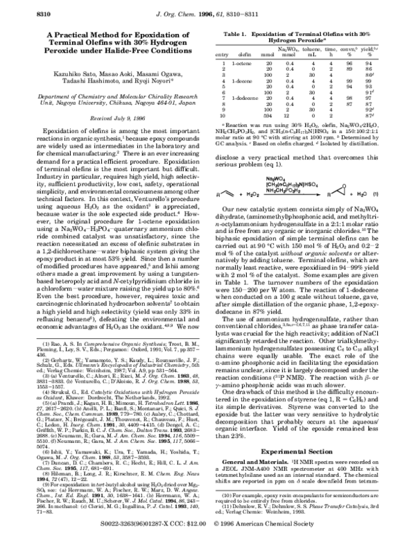 (PDF) A Practical Method for Epoxidation of Terminal Olefins with 30 ...