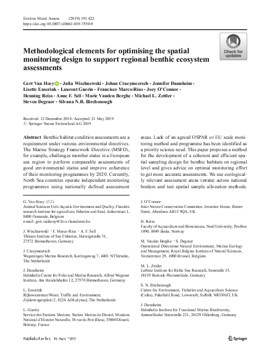 (PDF) Methodological elements for optimising the spatial monitoring ...