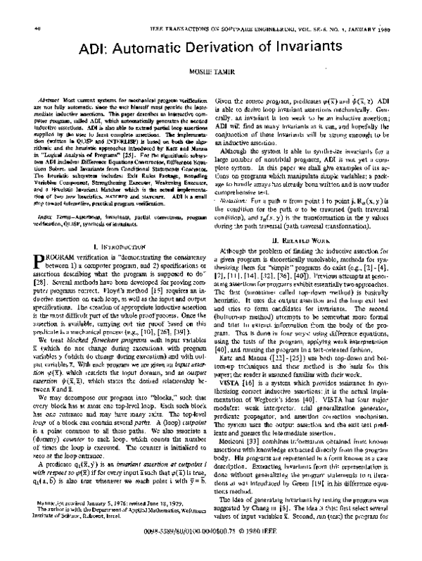 (PDF) ADI: Automatic Derivation of Invariants
