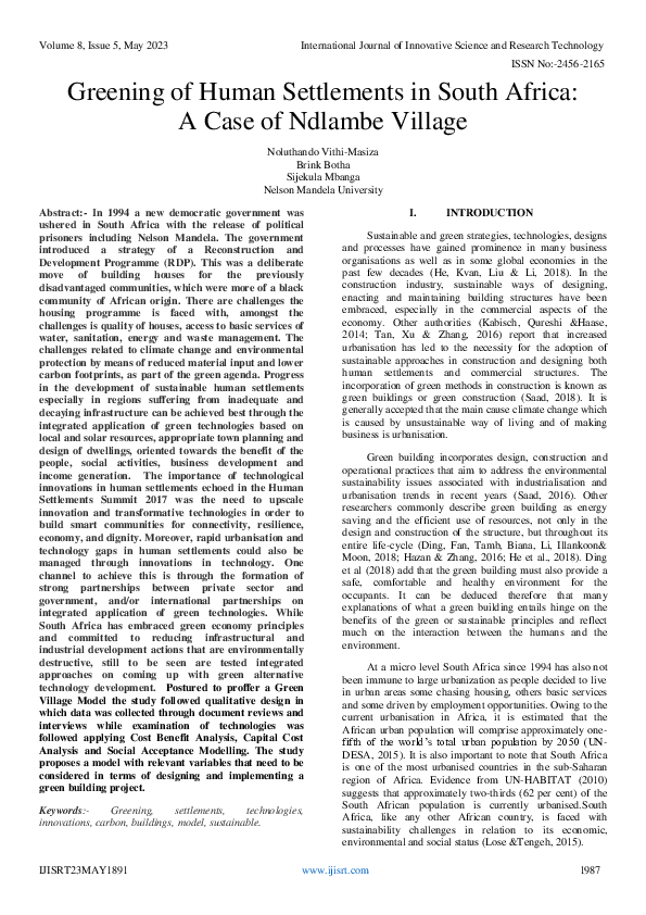 (PDF) Greening of Human Settlements in South Africa: A Case of Ndlambe ...