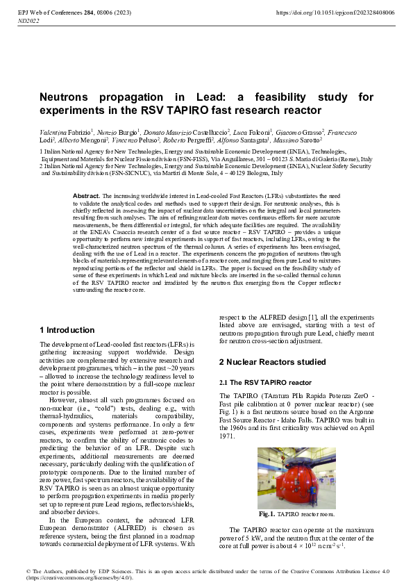 (PDF) Neutrons propagation in Lead: A feasibility study for experiments ...