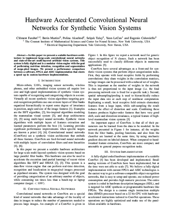 Pdf Hardware Accelerated Convolutional Neural Networks For Synthetic Vision Systems