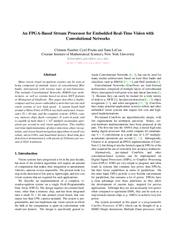(PDF) FPGA Stream Processor for Real-Time Vision