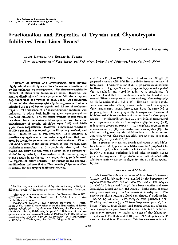 (PDF) Fractionation and Properties of Trypsin and Chymotrypsin ...