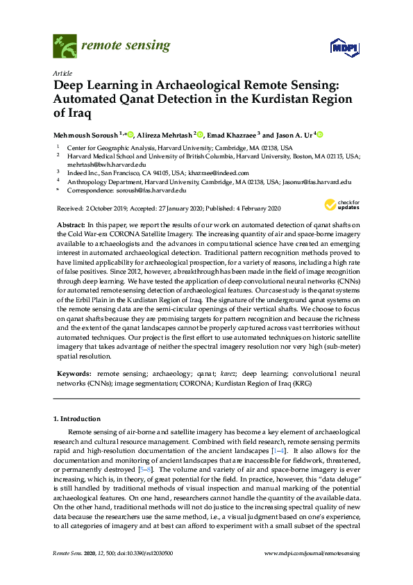 (PDF) Deep Learning in Archaeological Remote Sensing: Automated Qanat Detection in the Kurdistan ...