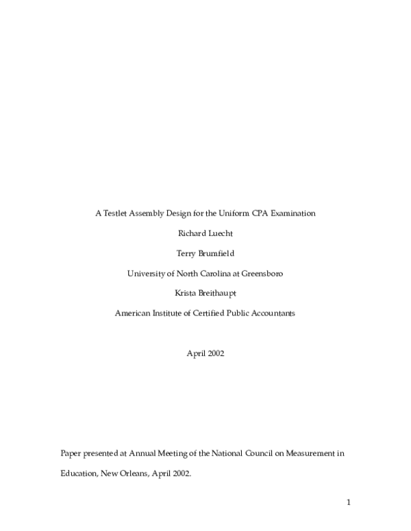 (PDF) A Testlet Assembly Design for the Uniform CPA Examination