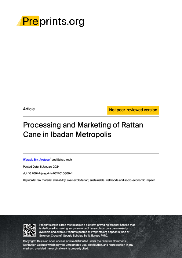 (PDF) Processing and Marketing of Rattan Cane in Ibadan Metropolis