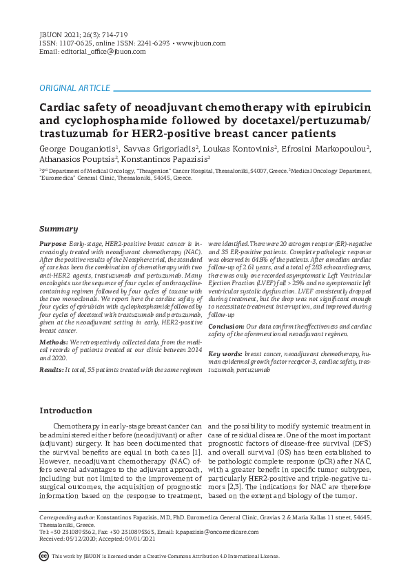 (PDF) Cardiac safety of neoadjuvant chemotherapy with epirubicin and ...