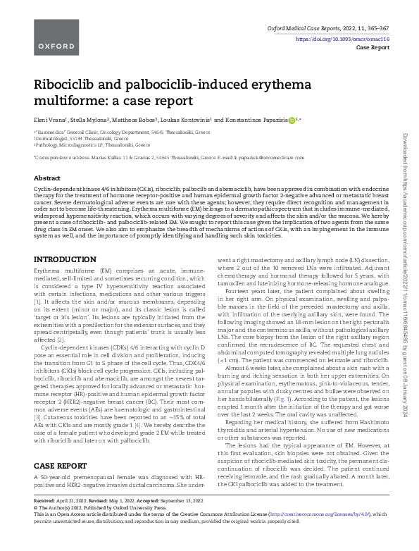 (PDF) Ribociclib and palbociclib-induced erythema multiforme: a case ...