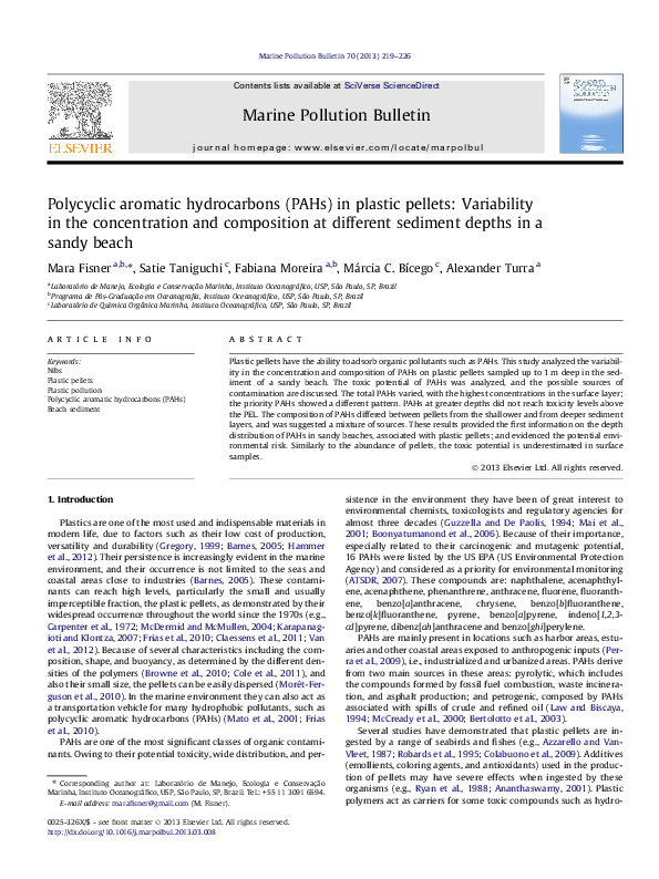 (PDF) Polycyclic aromatic hydrocarbons (PAHs) in plastic pellets: Variability in the ...