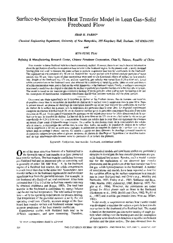 (PDF) Surface-to-suspension heat transfer model in lean gas-solid ...