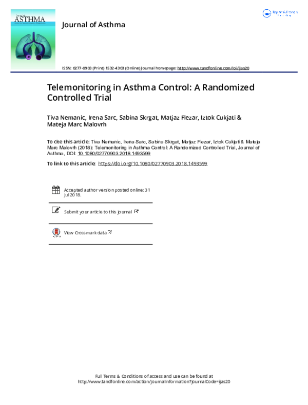 (PDF) Telemonitoring in asthma control: a randomized controlled trial