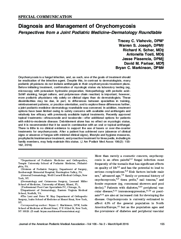 (PDF) Diagnosis and Management of Onychomycosis | Bryan Markinson ...