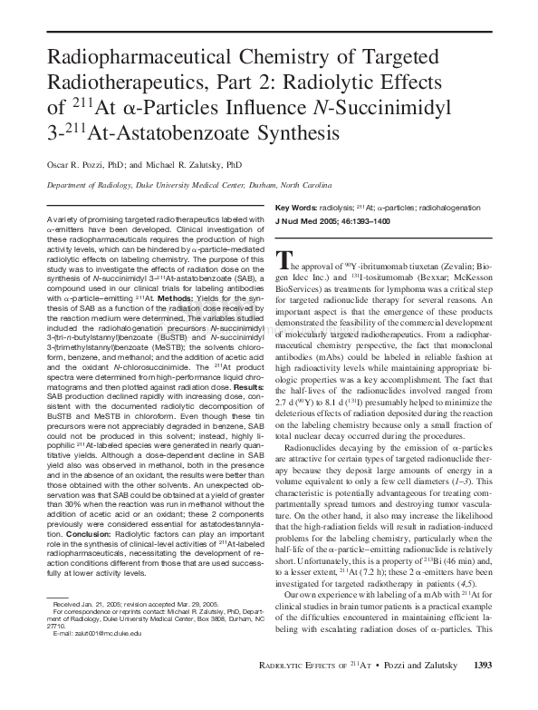 (PDF) Radiopharmaceutical chemistry of targeted radiotherapeutics, Part ...