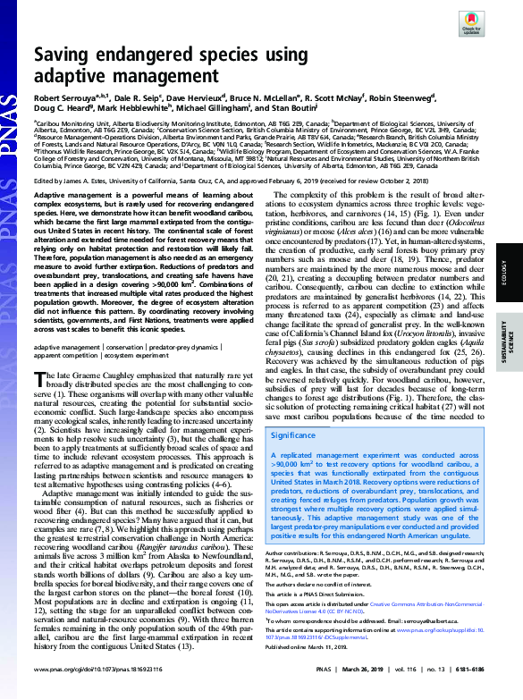 (PDF) Saving endangered species using adaptive management