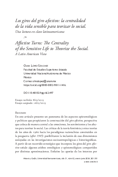 (PDF) Los giros del giro afectivo: la centralidad de la vida sensible para teorizar lo social ...