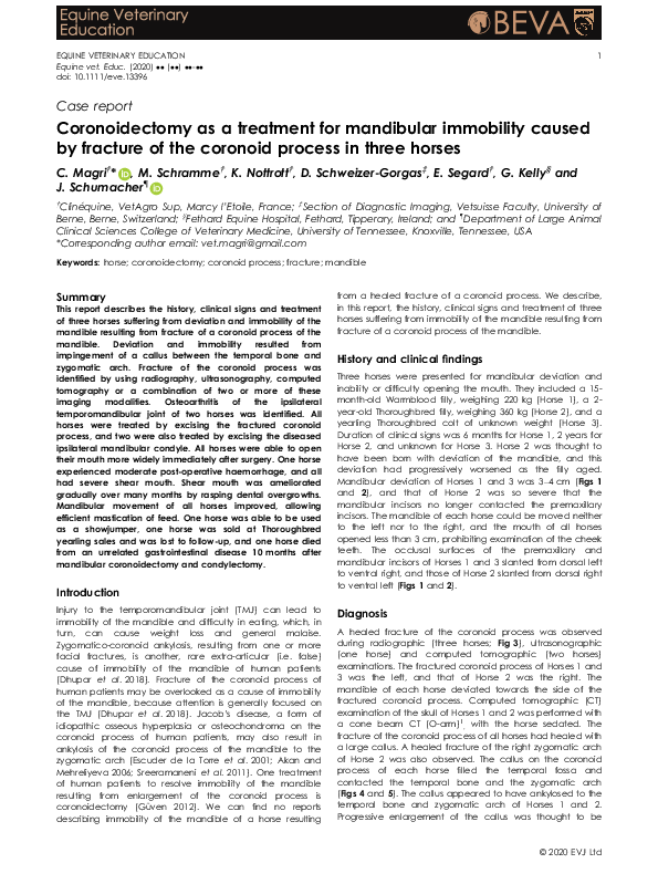 (PDF) Coronoidectomy as a treatment for mandibular immobility caused by ...