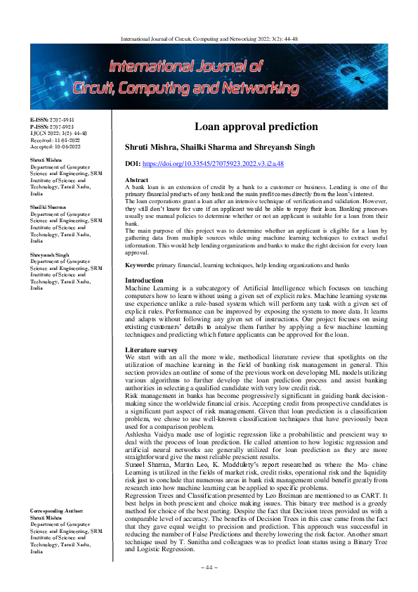 (PDF) Loan approval prediction