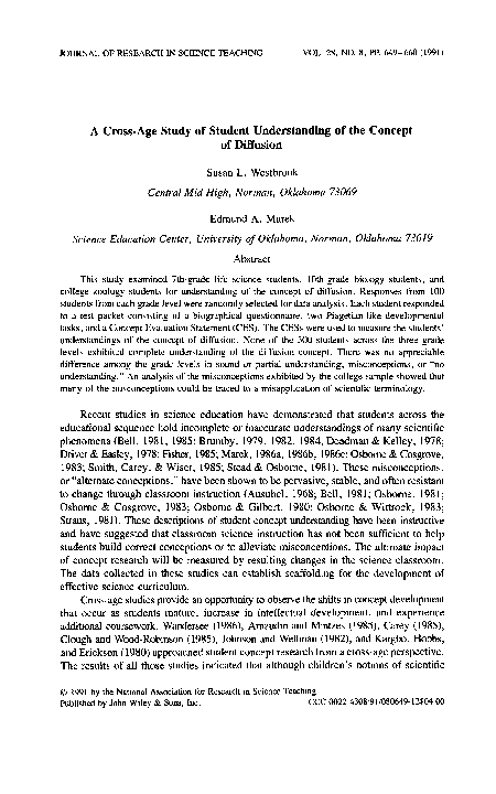 (PDF) A cross-age study of student understanding of the concept of diffusion
