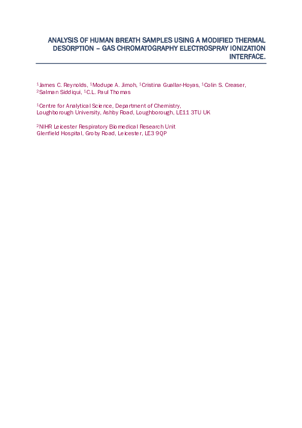 (PDF) Analysis of human breath samples using a modified thermal ...