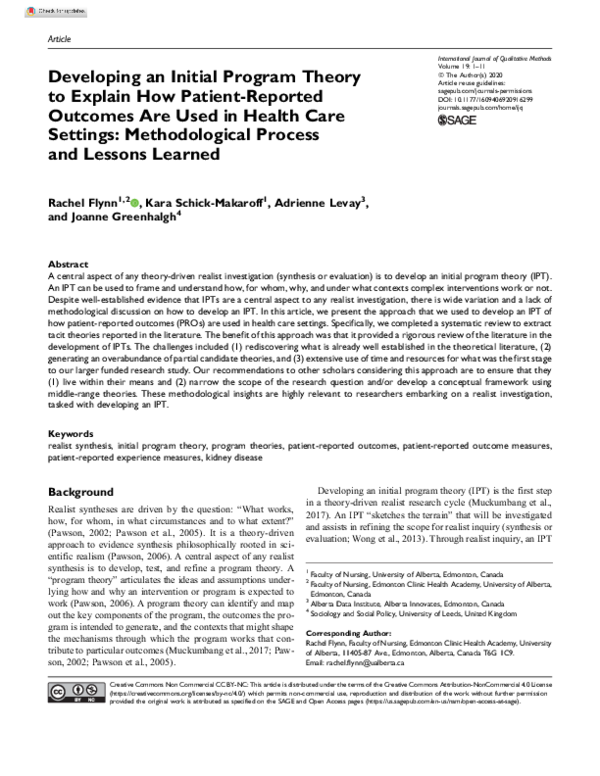 (PDF) Developing an Initial Program Theory to Explain How Patient ...