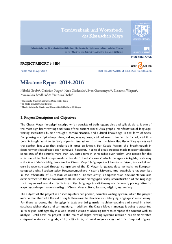 (PDF) Milestone Report 2014-2016