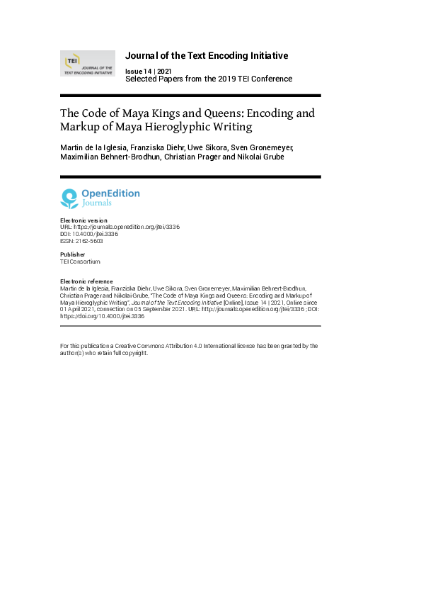 (PDF) The Code of Maya Kings and Queens: Encoding and Markup of Maya ...