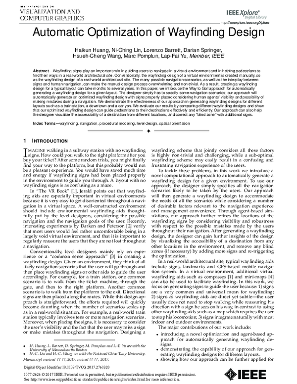 (PDF) Automatic Optimization of Wayfinding Design