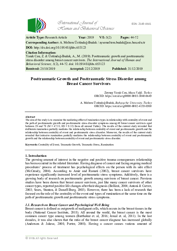 (PDF) Post-traumatic Growth and Posttraumatic Stress Disorder Among ...