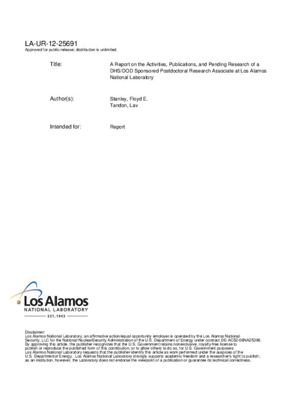 (PDF) A Report on the Activities, Publications, and Pending Research of ...
