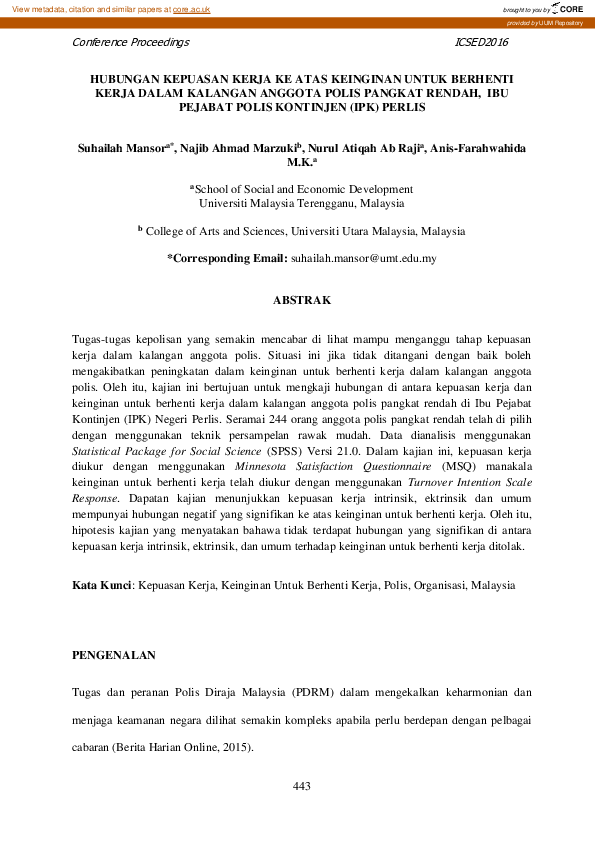 (PDF) Hubungan kepuasan kerja ke atas keinginan untuk berhenti kerja ...