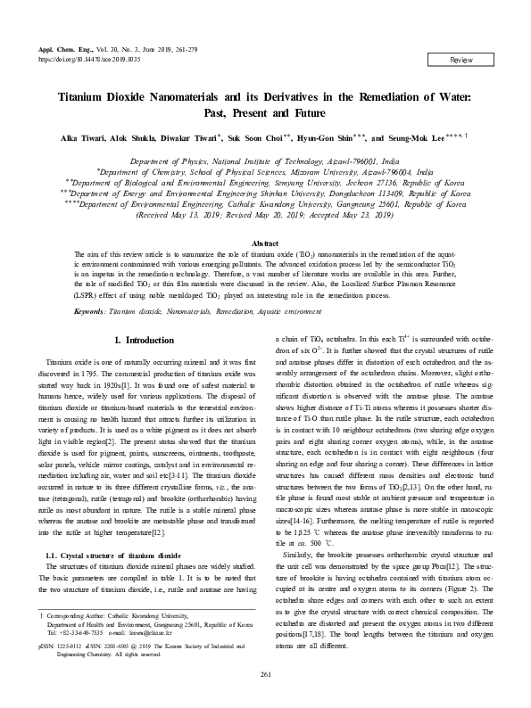 (PDF) Titanium Dioxide Nanomaterials and its Derivatives in the ...