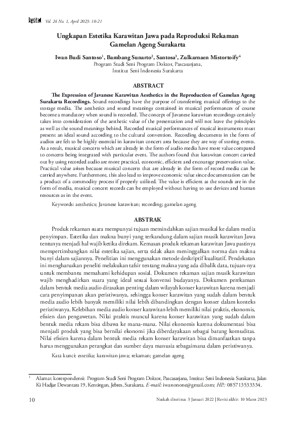 (PDF) Ungkapan Estetika Karawitan Jawa pada Reproduksi Rekaman Gamelan ...