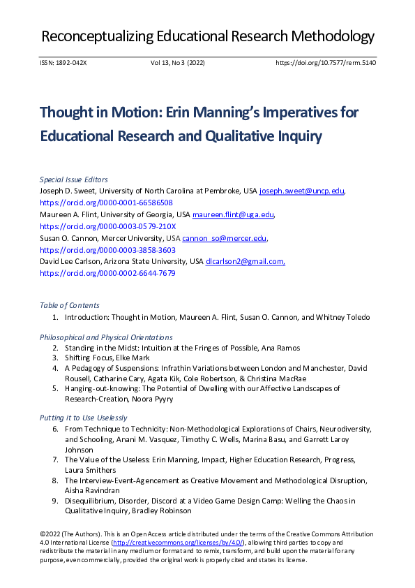 (PDF) Editorial: Thought in Motion | Maureen Flint - Academia.edu