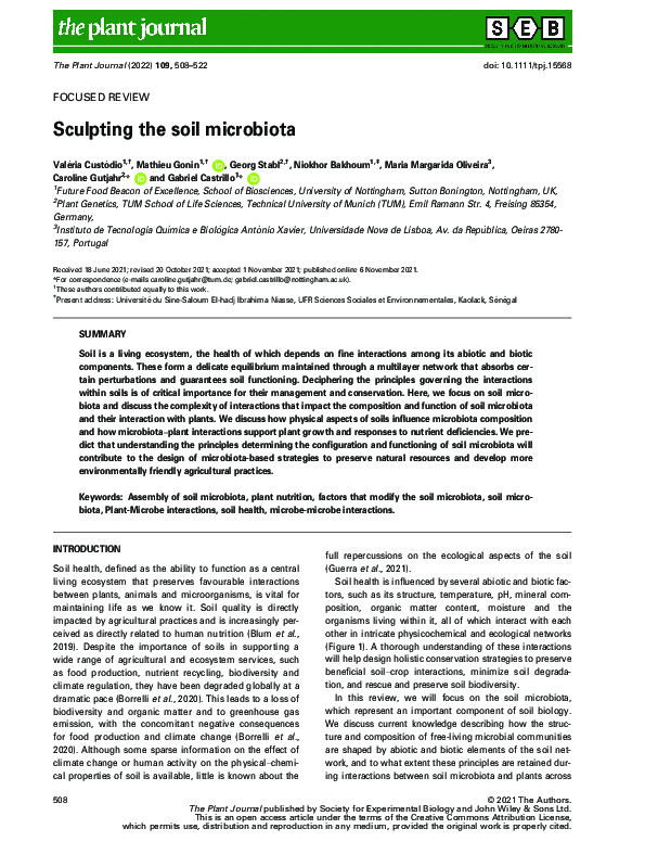 (PDF) Sculpting the soil microbiota | Niokhor Bakhoum - Academia.edu