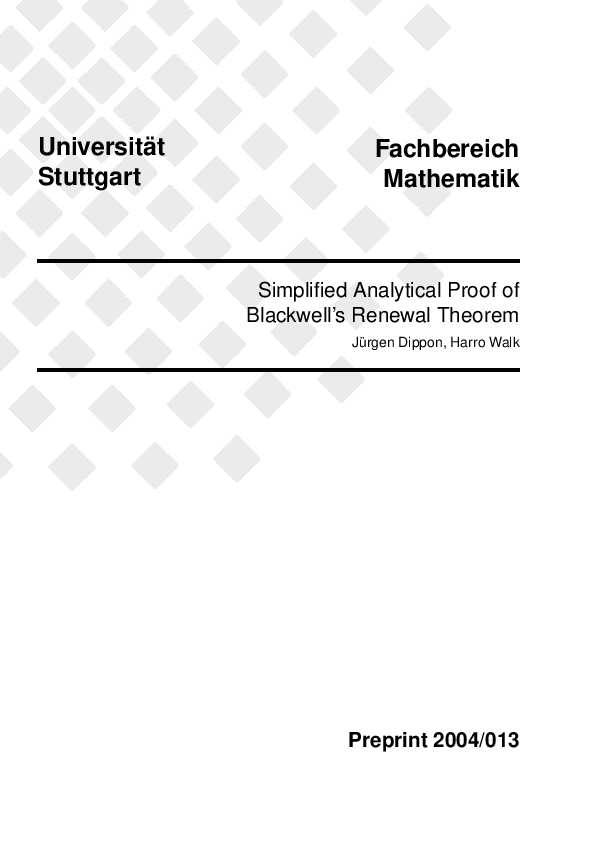 (PDF) Simplified analytical proof of Blackwell's renewal theorem