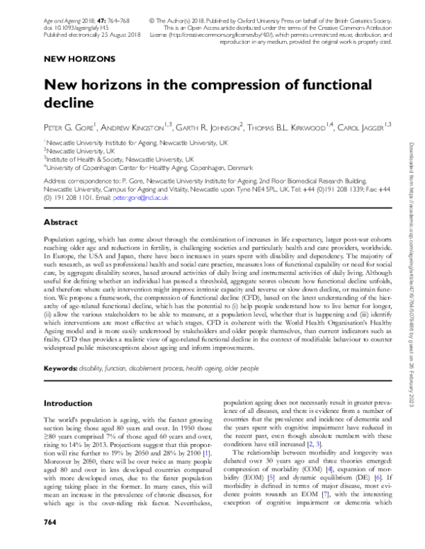 (PDF) New horizons in the compression of functional decline