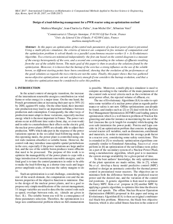 (PDF) Design of a load following management for a PWR reactor using an ...