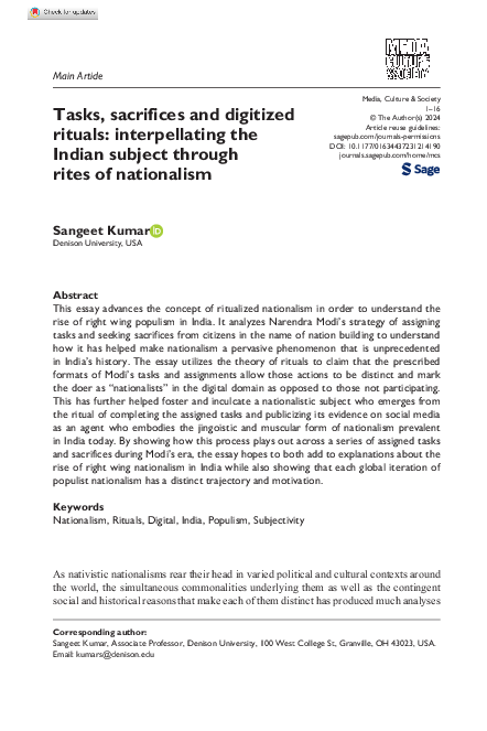 (PDF) Tasks, sacrifices and digitized rituals: interpellating the ...