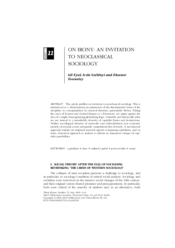 (PDF) On Irony: An Invitation to Neoclassical Sociology | Gil Eyal ...