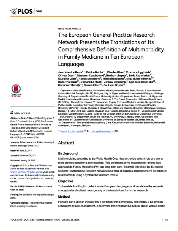 (PDF) The European General Practice Research Network Presents the ...
