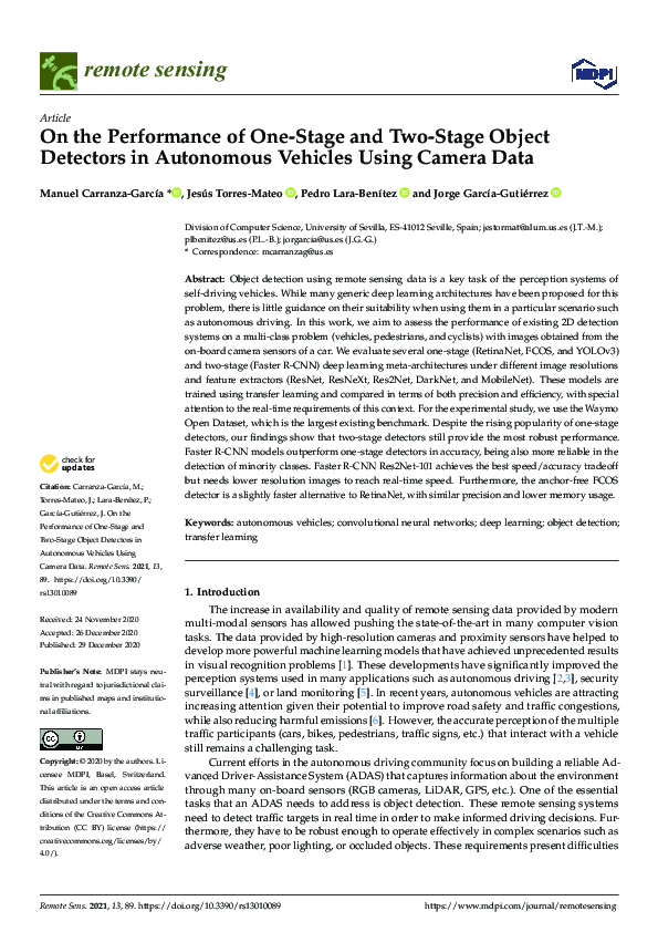 Pdf On The Performance Of One Stage And Two Stage Object Detectors In