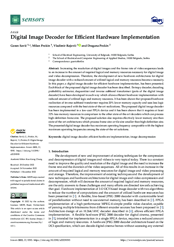 Pdf Digital Image Decoder For Efficient Hardware Implementation 5814