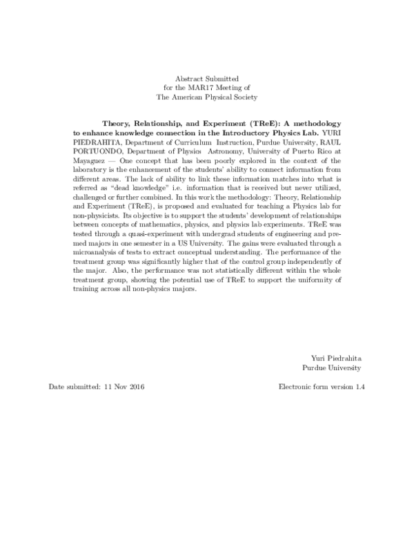 (PDF) Theory, Relationship, and Experiment (TReE): A methodology to ...