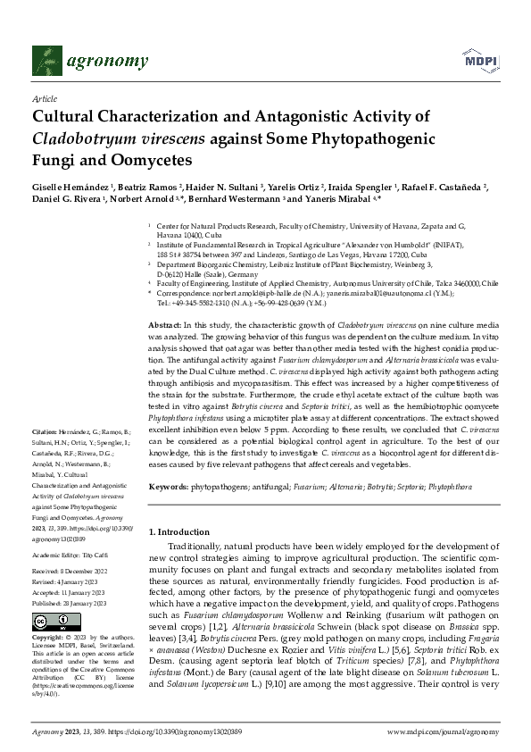(PDF) Cultural Characterization and Antagonistic Activity of Cladobotryum virescens against Some ...