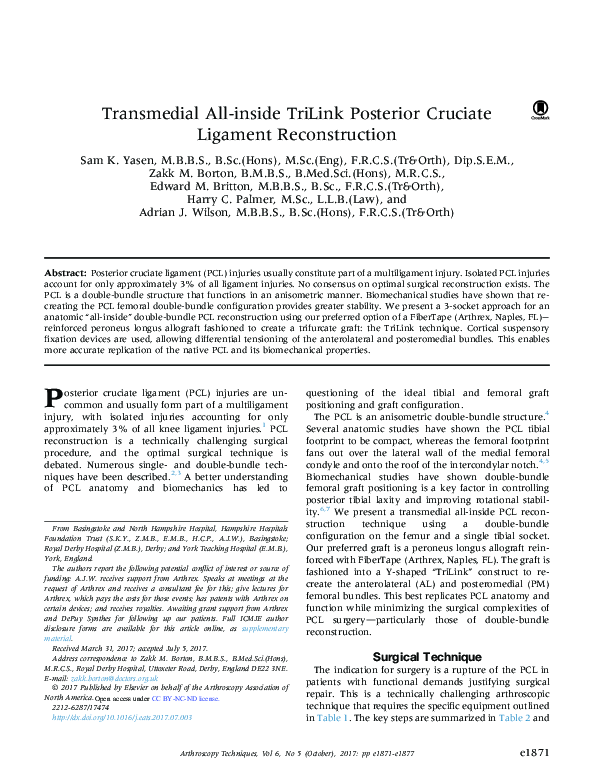 (PDF) Transmedial All-inside TriLink Posterior Cruciate Ligament ...