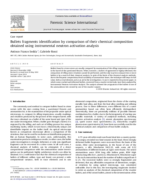 (PDF) Bullets fragments identification by comparison of their chemical ...