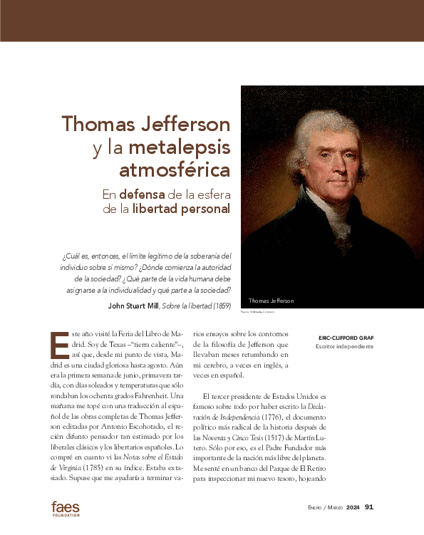 (PDF) Thomas Jefferson y la metalépsis atmosférica. CUADERNOS FAES DE ...