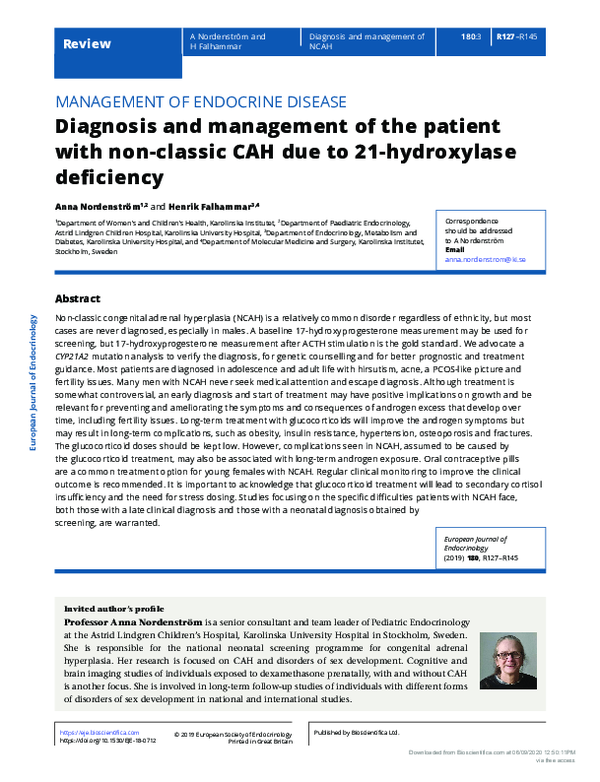 (PDF) MANAGEMENT OF ENDOCRINE DISEASE: Diagnosis and management of the ...